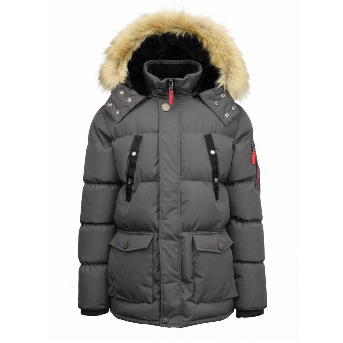 Wholesale Adult Heavy Parka Jacket with Fur Hood Grey | Free Shipping ...