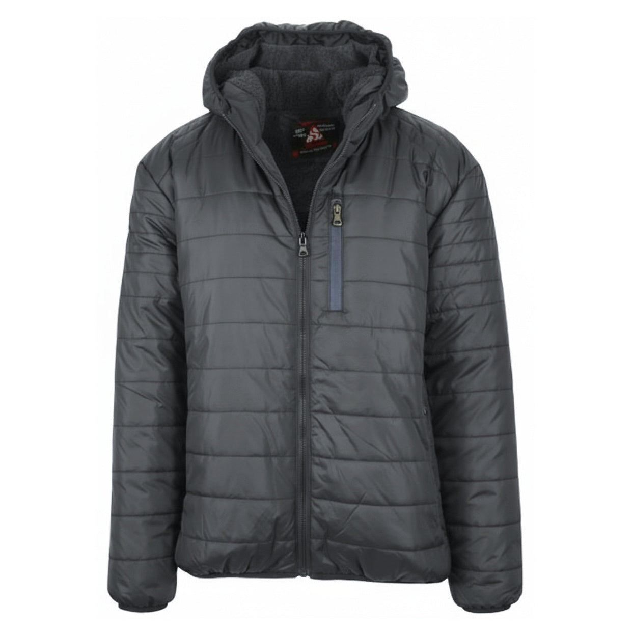 Wholesale Adult Sherpa-Lined Bubble Jacket in Charcoal | 12 Pack | Sold ...