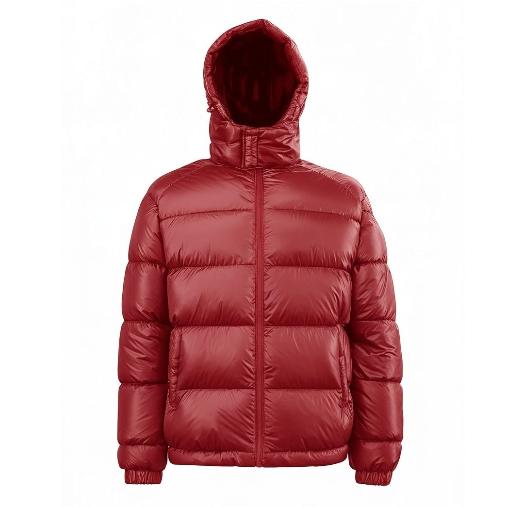 Wholesale Adult Shiny Bubble Jacket with Hood Red | Bulk Packs of 12 ...