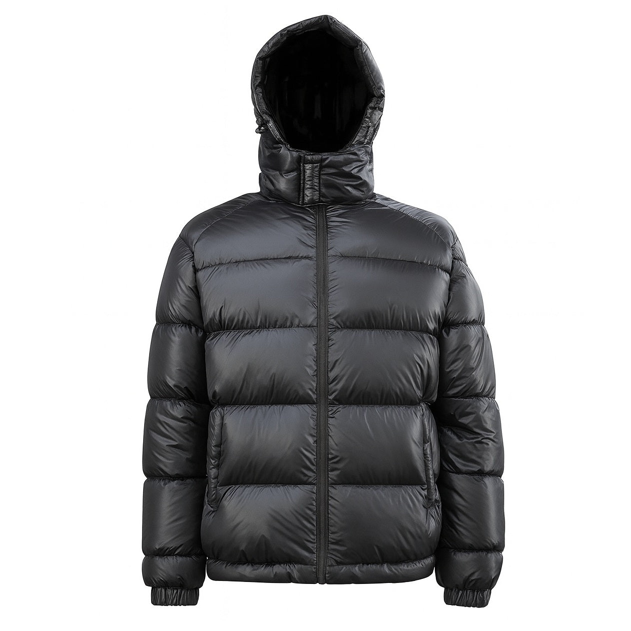 Wholesale Adult Shiny Bubble Jacket with Hood Black | Bulk Packs of 12 ...